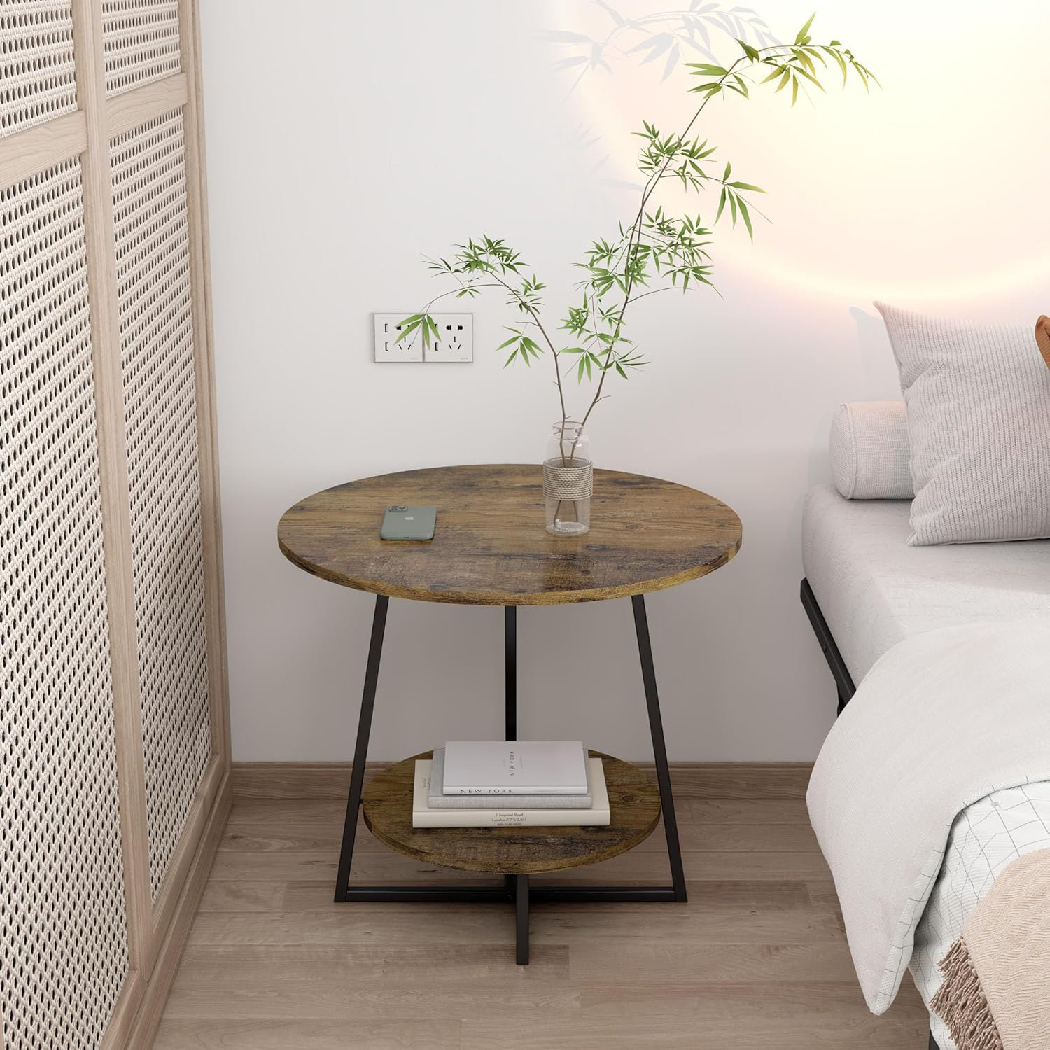 Small round metal side table store